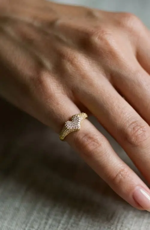 THE M JEWELERS Mini Iced Out Heart Pinky Ring
