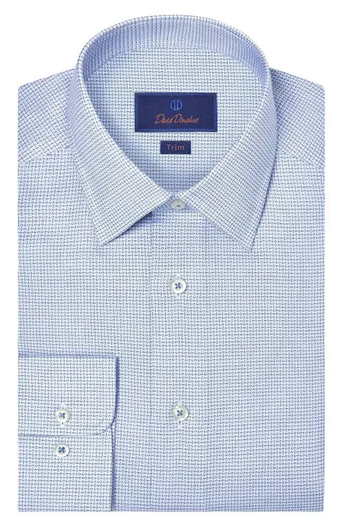 David Donahue Slim Fit Microcheck Stretch Twill Shirt