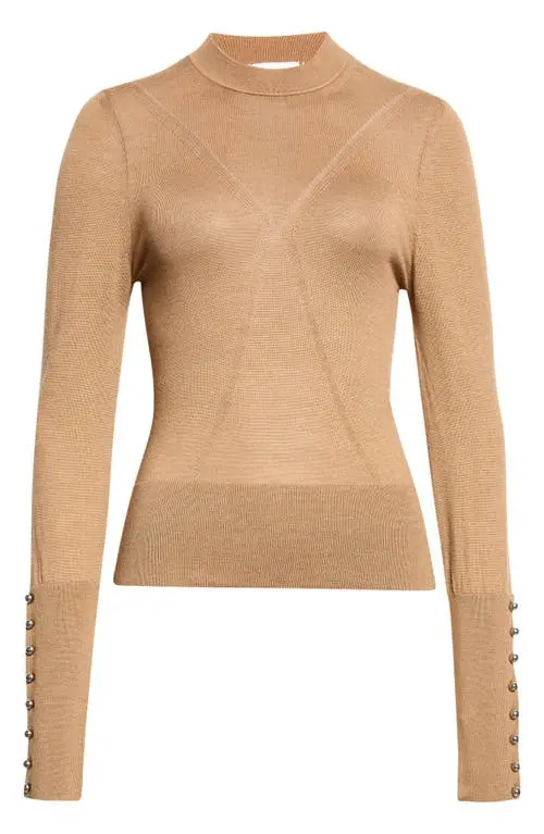 Rabanne Wool & Silk Crewneck Sweater - Camel
