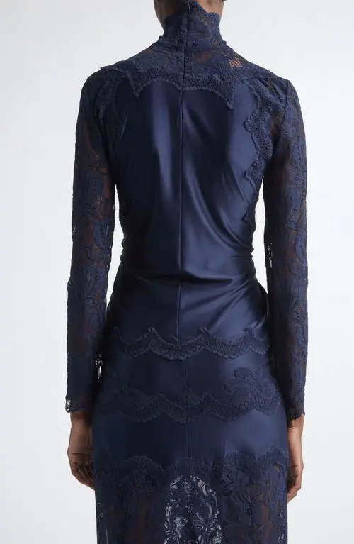 Rabanne Lace And Jersey Mock Neck Long Sleeve Top