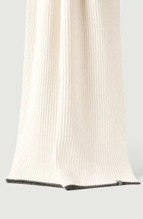 Brunello Cucinelli Cashmere English Rib Knit Scarf With Monili - Panama