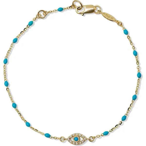 Anzie Evil Eye Pavé Diamond Bracelet - Turquoise