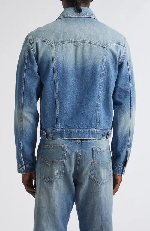 Versace Denim Jacket With Medusa Filigree Collar