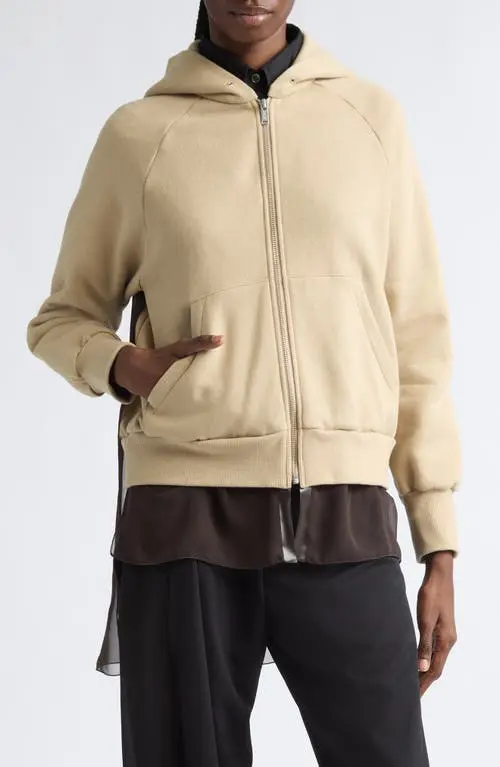 Undercover Zip Hoodie With Sheer Hem