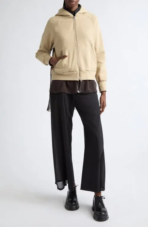 Undercover Zip Hoodie With Sheer Hem