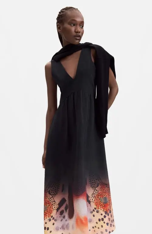 Desigual Viscose V-neck Midi Dress