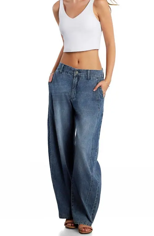 WASH LAB DENIM Sweetheart Barrel Leg Jeans - Shine Blue