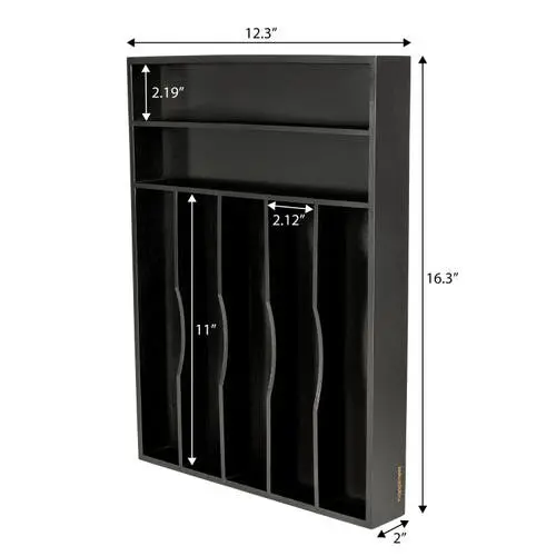 HAPPIMESS Hudson Modern Farmhouse Handcrafted 7-slot Kitchen Drawer Organizer - Black