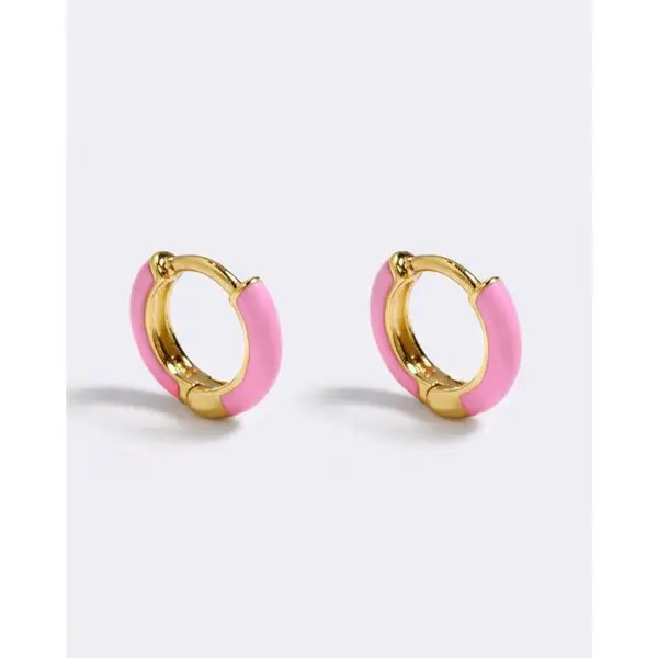 EMMA PILLS Mini Enamel Huggies - Candy Pink