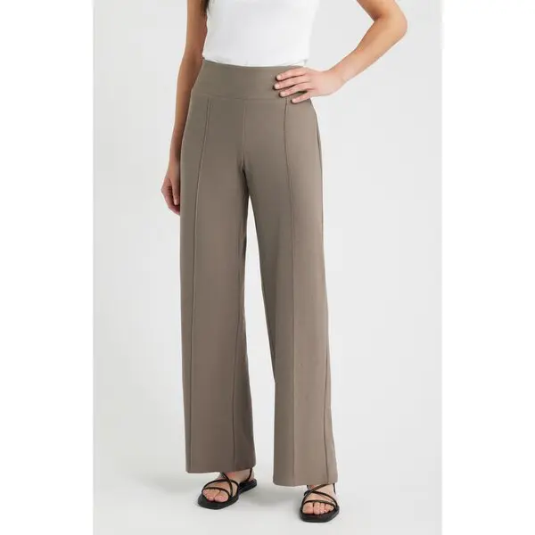 Eileen Fisher Seamed High Waist Wide Leg Pants - Cobblestone