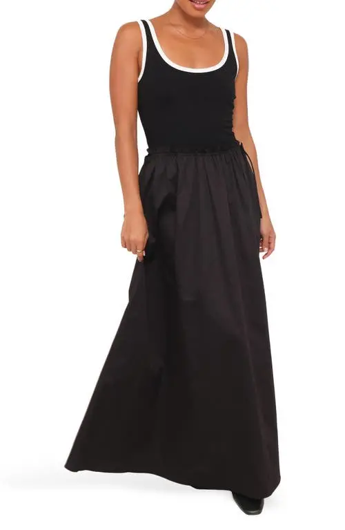PETAL & PUP Finesse Sleeveless Stretch Cotton Maxi Dress - Black