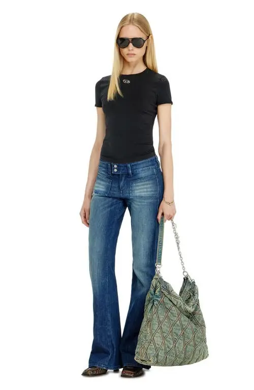 DIESEL® Metallic Oval D Cutout T-shirt - Black