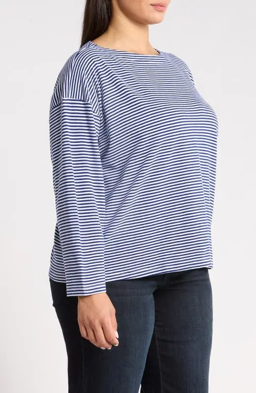 Eileen Fisher Striped Organic Cotton Boxy Top - Infinity