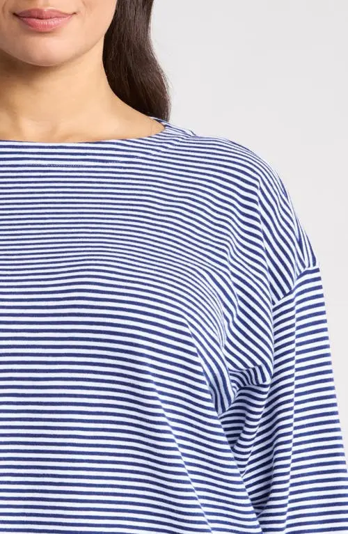 Eileen Fisher Striped Organic Cotton Boxy Top - Infinity