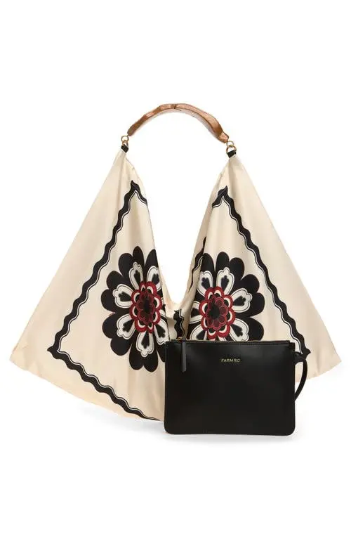 Farm Rio Medium Satin Scarf Bag With Wooden Handle