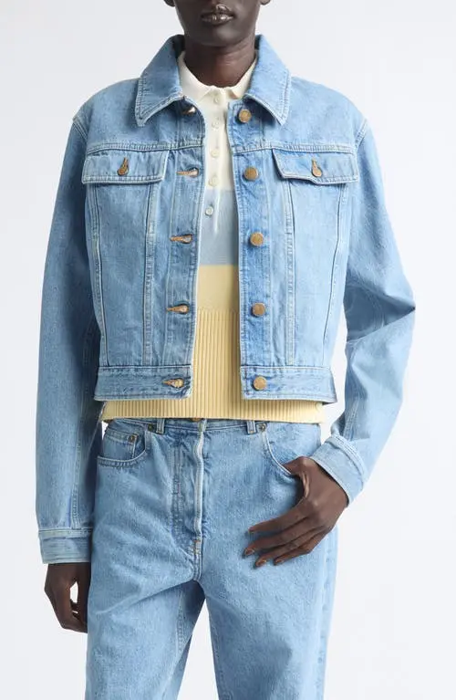Thom Browne Shrunken Selvedge Denim Jacket - Light Blue