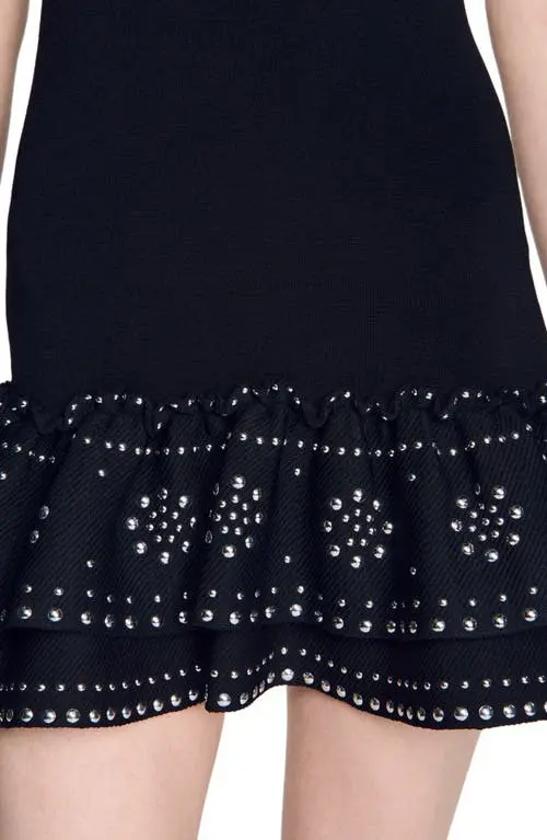 Sandro Short Knit Dress With Studs