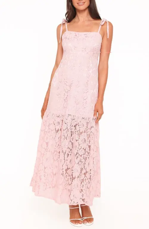 PETAL & PUP Nicolette Lace Tie Strap Maxi Dress - Pink