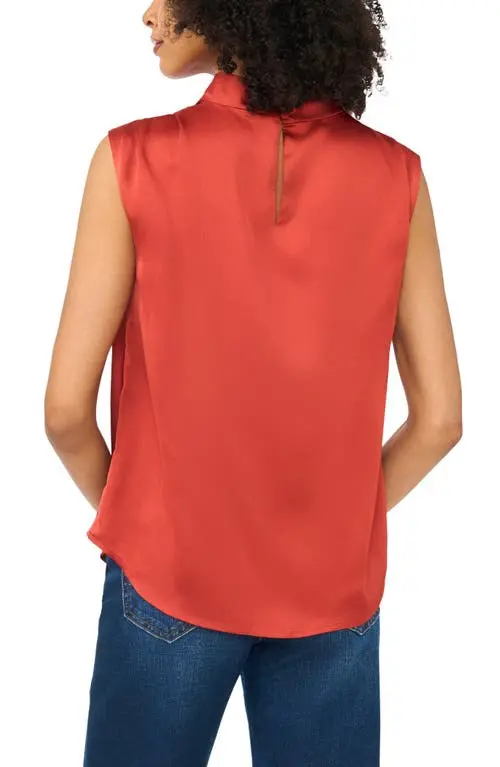 Vince Camuto Mock Neck Sleeveless Satin Top