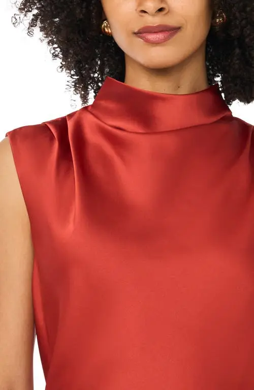 Vince Camuto Mock Neck Sleeveless Satin Top