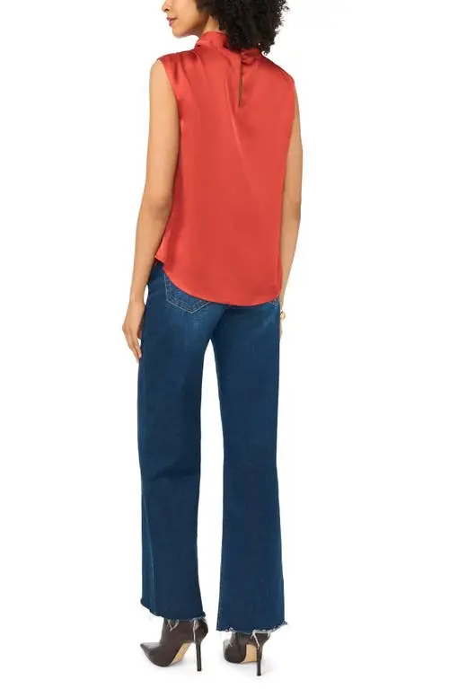 Vince Camuto Mock Neck Sleeveless Satin Top