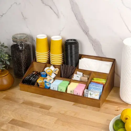 HAPPIMESS Bambury Minimalist Handcrafted Cup And Condiment Station - Brown