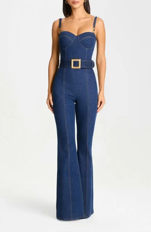 NADINE MERABI Harley Denim Jumpsuit - Blue
