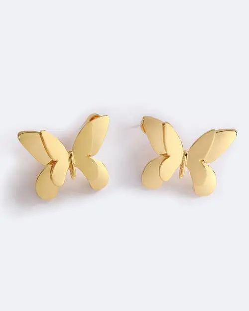 EMMA PILLS Floating Butterfly Studs - Gold
