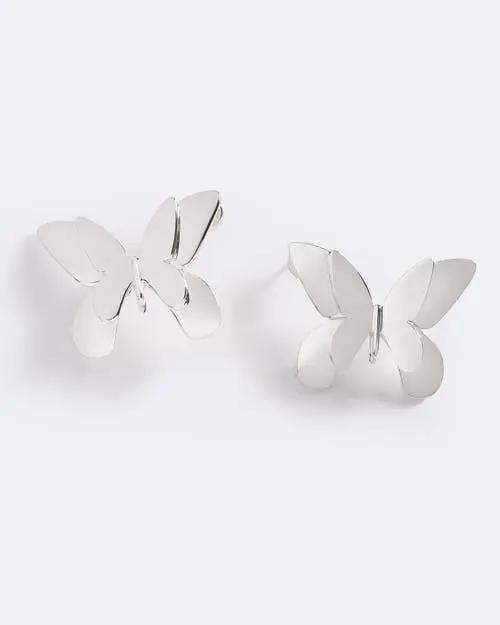 EMMA PILLS Floating Butterfly Studs - Silver