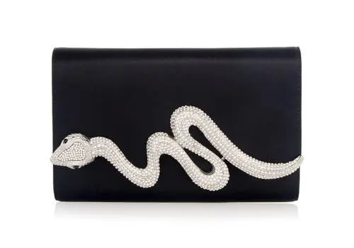 Judith Leiber Serpent Clutch With Crystal Embellishment - Silver Black