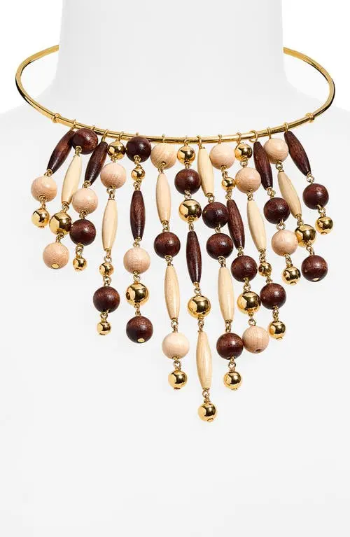 Rabanne Wooden Beaded Collar Necklace