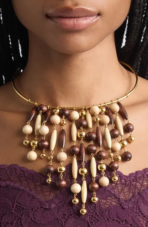 Rabanne Wooden Beaded Collar Necklace