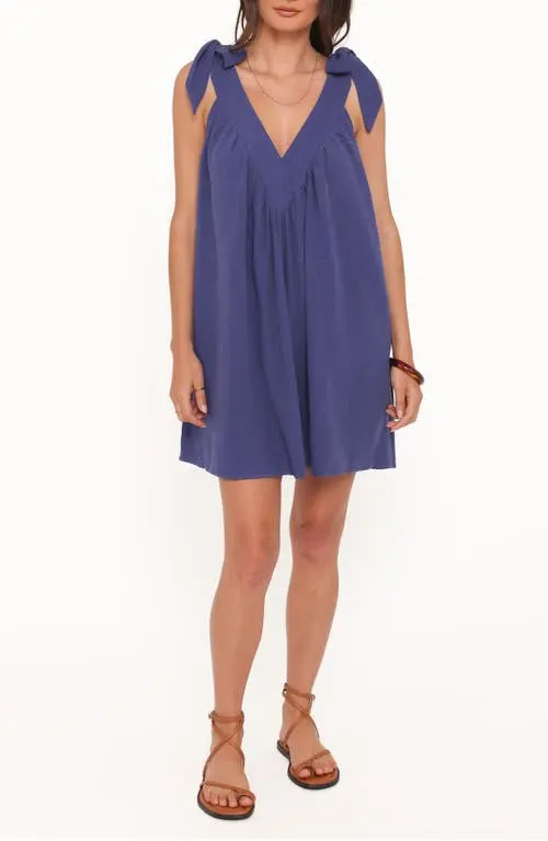 PETAL & PUP Trina Tie Shoulder Shift Minidress - Navy