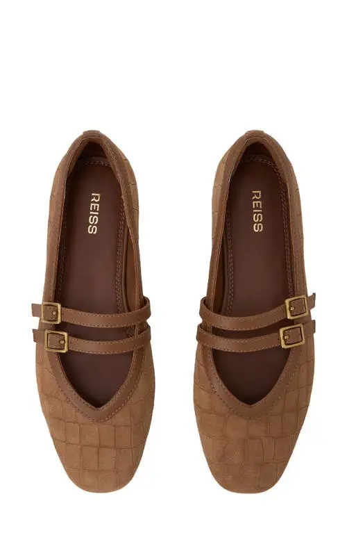 REISS Eliza Mary Jane Flat - Tan