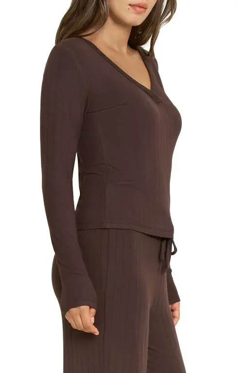 Honeydew Intimates Cloud Modal Long Sleeve Henley - Chocolate