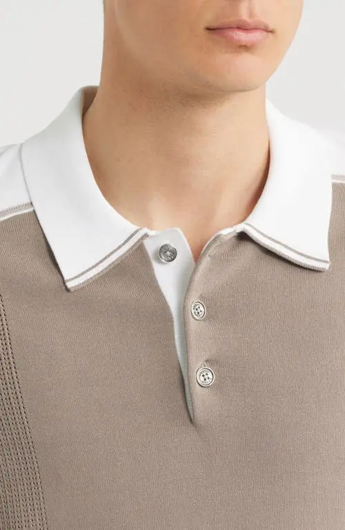 REISS Claremont Colorblock Pointelle Trim Polo