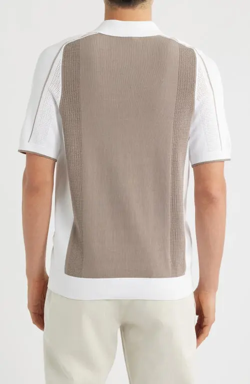 REISS Claremont Colorblock Pointelle Trim Polo