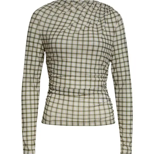 Veronica Beard Nuvina Check Ruched Top