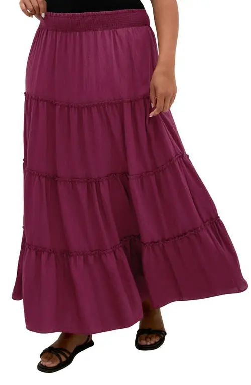 City Chic Boho Tiered Maxi Skirt