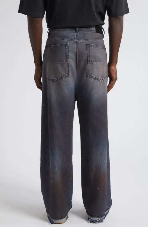 Amiri Faded Fray Hem Wide Leg Carpenter Jeans