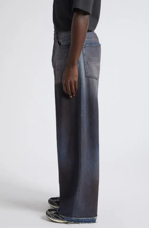 Amiri Faded Fray Hem Wide Leg Carpenter Jeans