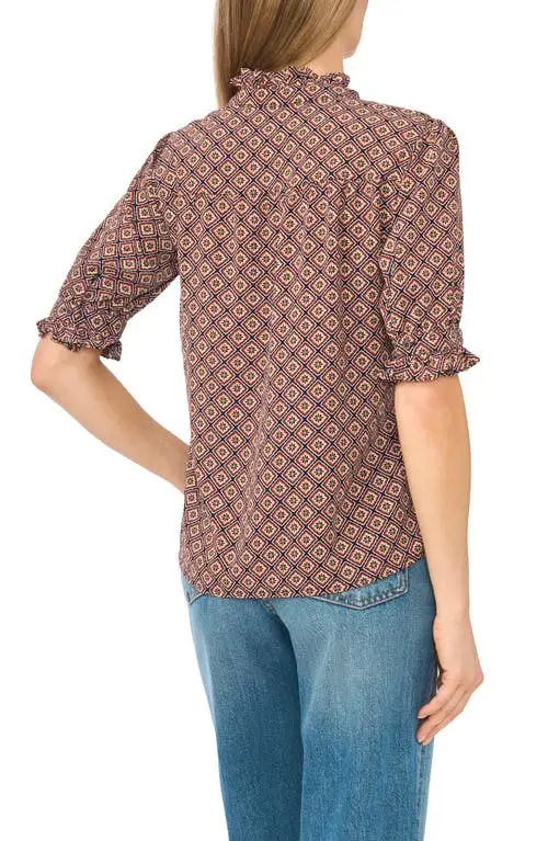 CECE DUPRAZ Ruffle Neck Button Front Shirt