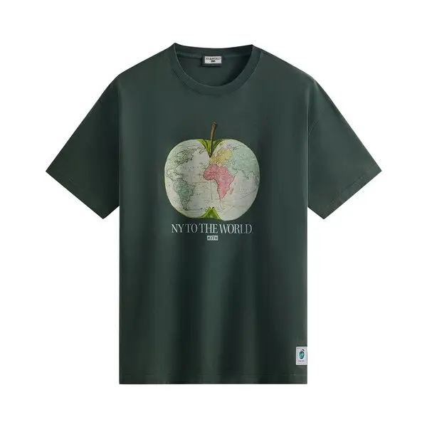 Kith New York To The World Apple Vintage Tee 'stadium - Green