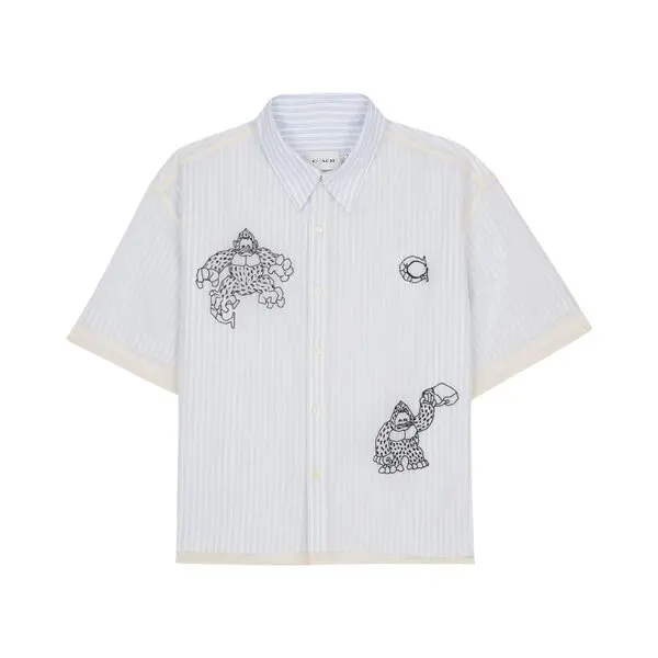 BRAIN DEAD X Coach Striped Camp Shirt Stripe