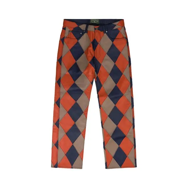DENIM TEARS Diamond Patch Leather Pants - Tan