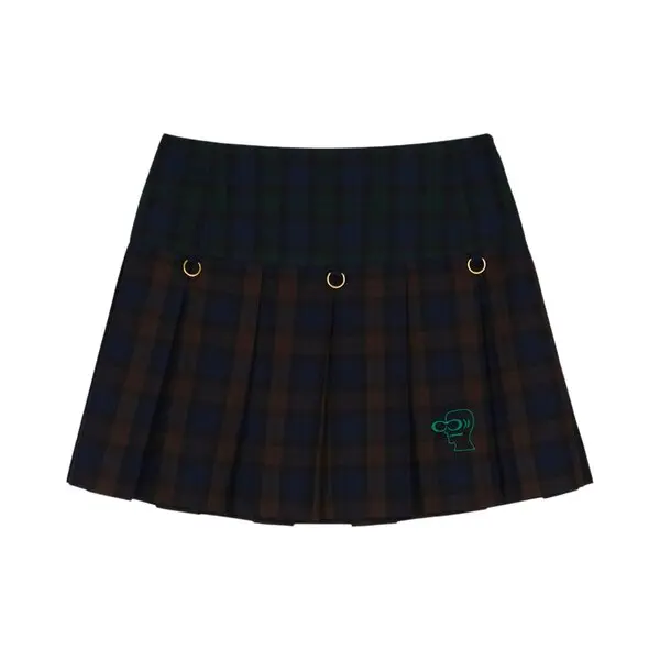 BRAIN DEAD X Coach Mini Plaid Pleated Skirt 'dark - Brown