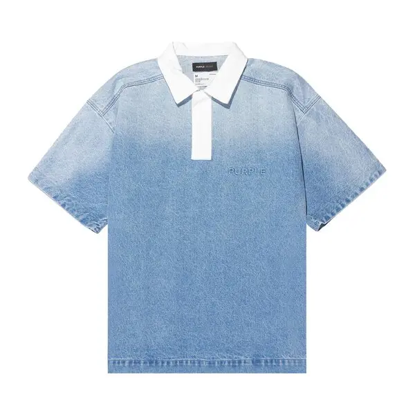 PURPLE BRAND Embossed Polo Shirt 'indigo - Blue