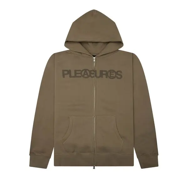 PLEASURES Zine Zip Hoodie 'mud - Brown