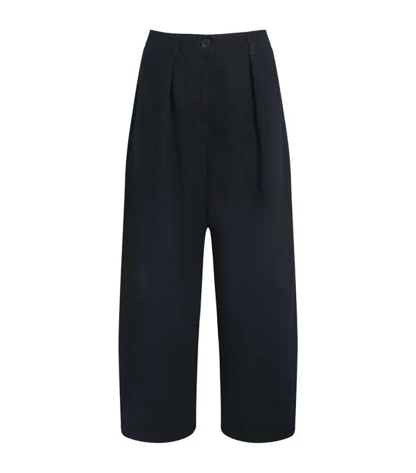 ME+EM Cotton Barrel-leg Trousers - Navy