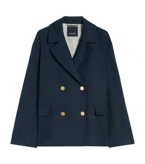 Max Mara Linen Double-breasted Avenue Blazer - Blue
